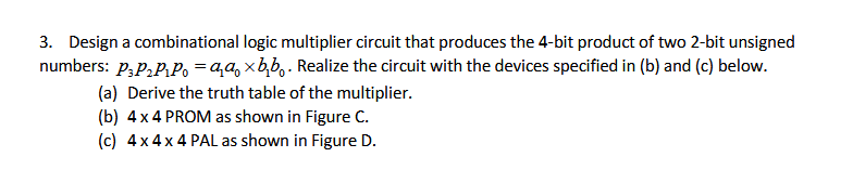 Design a combinational logic multiplier circuit that | Chegg.com