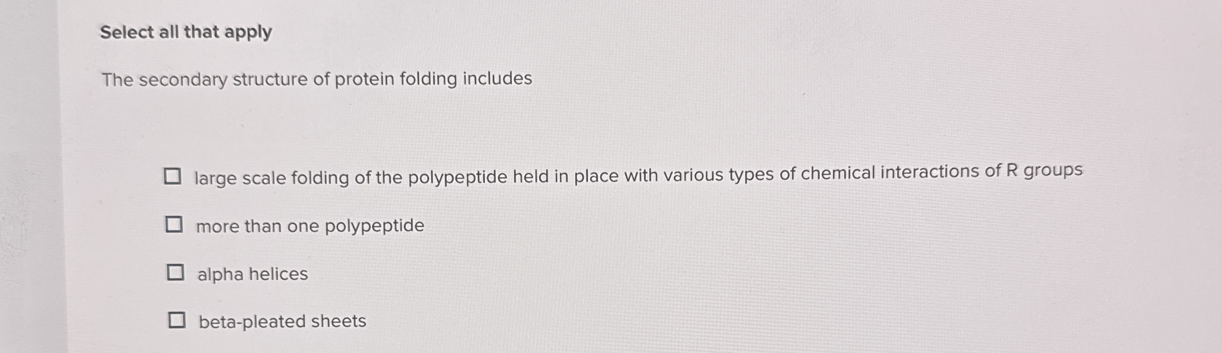 Solved Select all that applyThe secondary structure of | Chegg.com