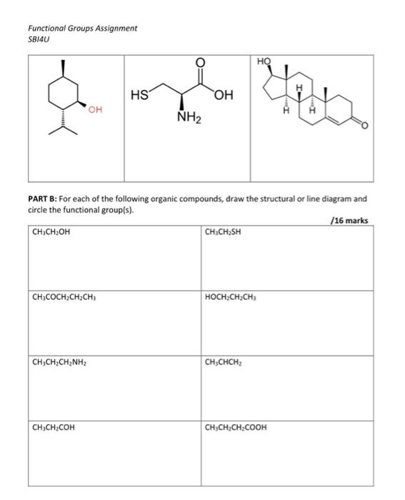 Solved Functional Groups Assignment SBI4U HO å ha ta HS OH | Chegg.com