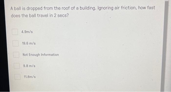 Solved A ball is dropped from the roof of a building. | Chegg.com