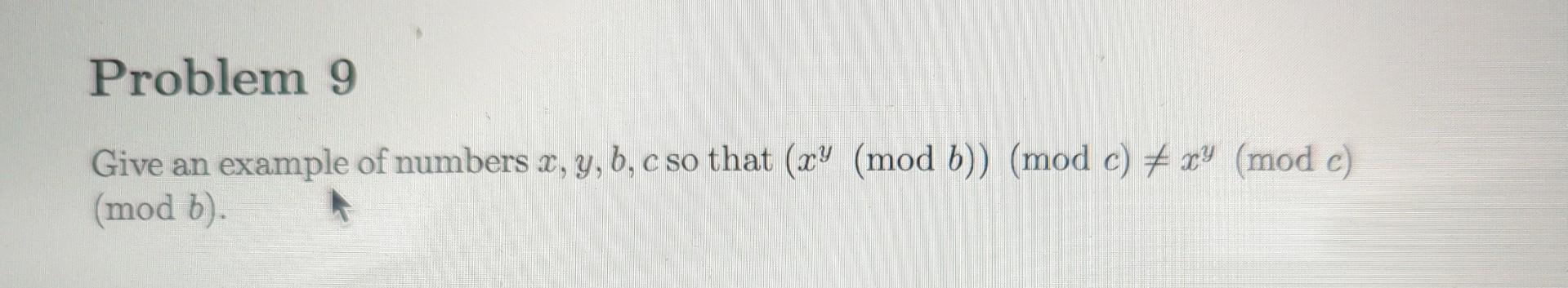 Solved Give an example of numbers x,y,b,c so that | Chegg.com