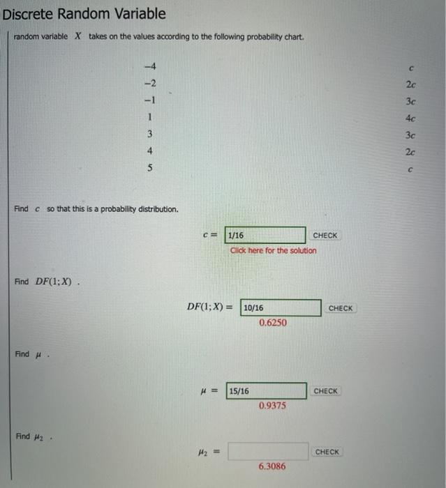Solved Discrete Random Variable random variable x takes on | Chegg.com