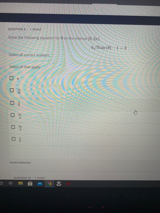 Solved content attribution QUESTION 7 • 1 POINT Given that | Chegg.com