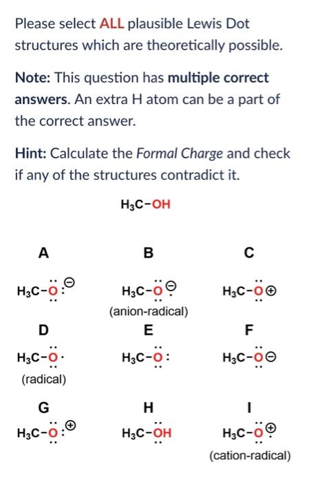 Solved Please select ALL plausible Lewis Dot structures | Chegg.com