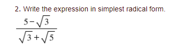Solved Write the expression in simplest radical | Chegg.com