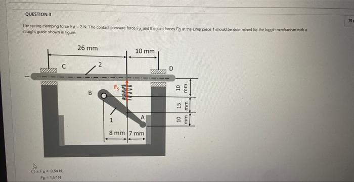 The spring clamping force FSS=2 N The contact | Chegg.com