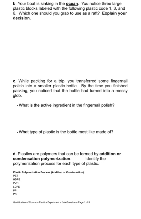 Solved Table 1 Plastic container code: Code Name of Plastic | Chegg.com