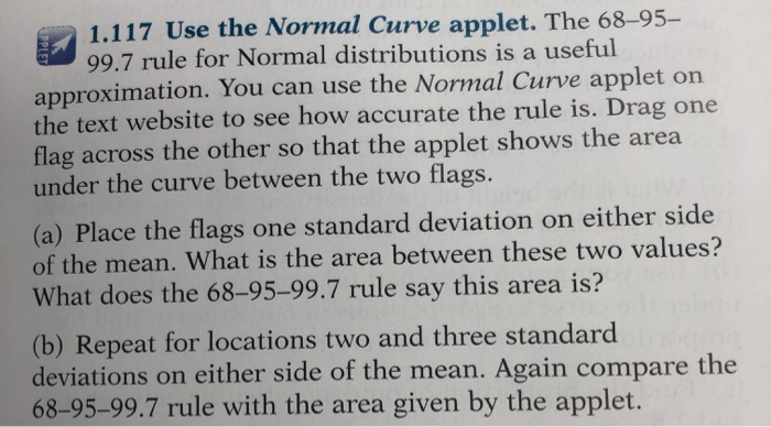 1.117 Use the Normal Curve applet. The 68-95- 99.7 | Chegg.com