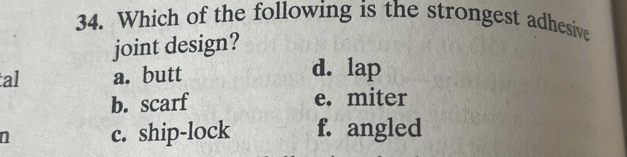 Solved Which of the following is the strongest adhesive | Chegg.com