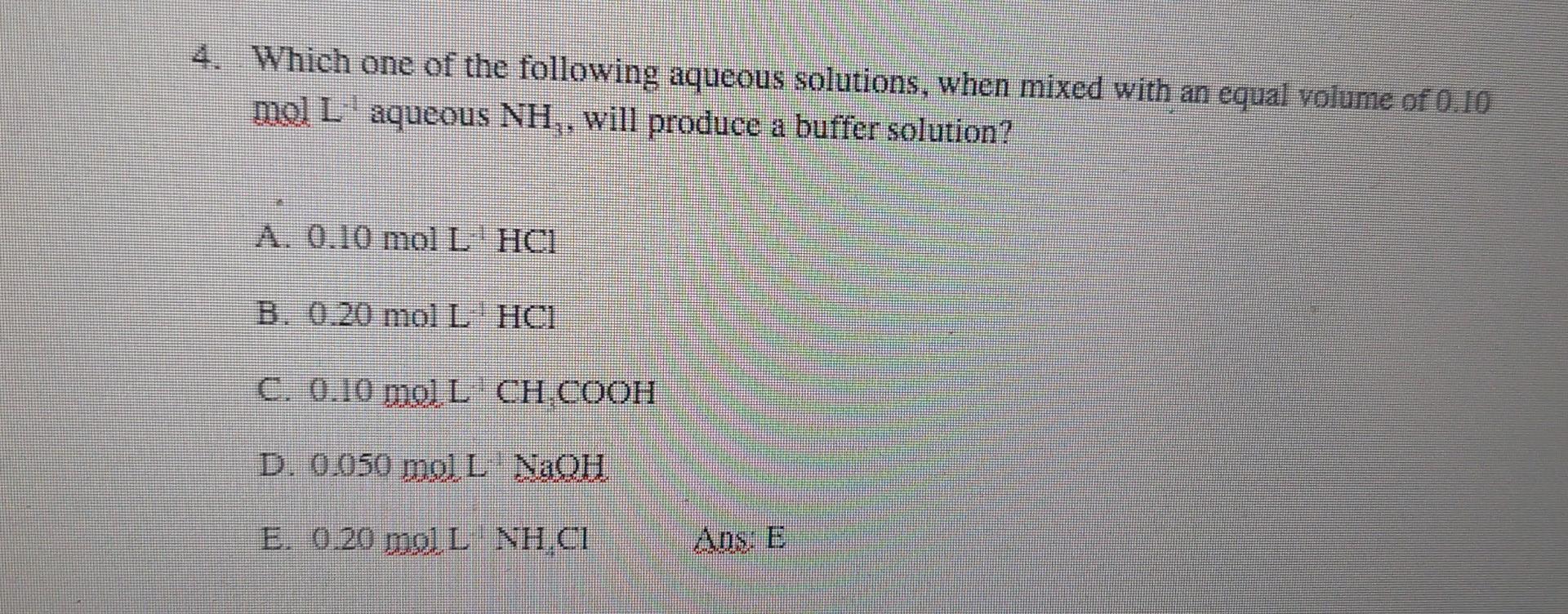 Solved 1. Which of the following aqueous mixtures would be a | Chegg.com