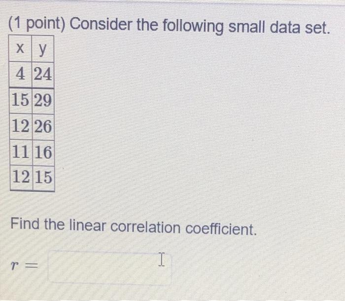 Solved (1 point) Consider the following small data set. ху 4 | Chegg.com