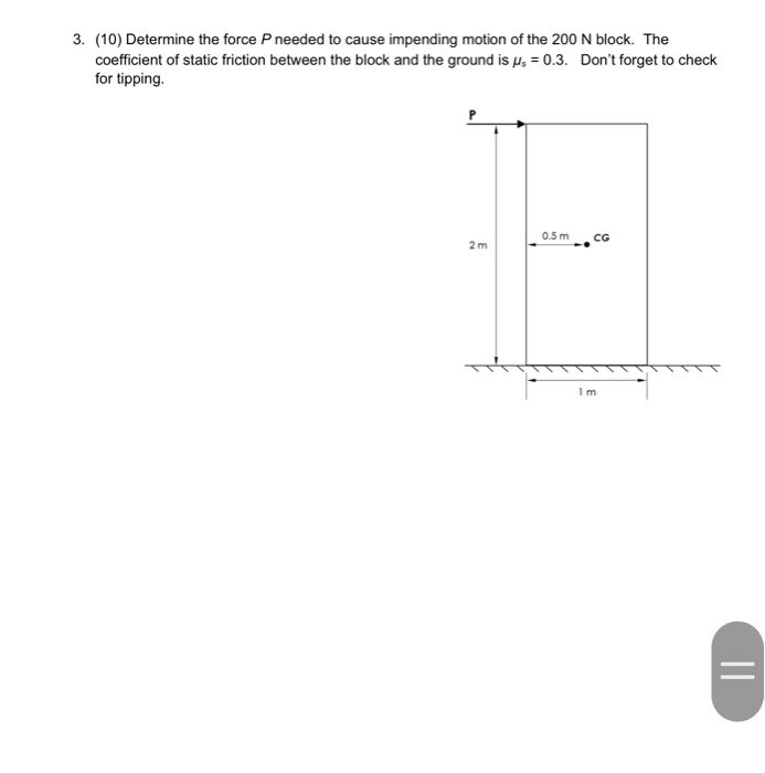 Solved 3. (10) Determine the force P needed to cause | Chegg.com