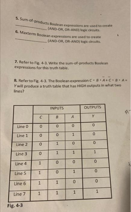 Solved 5 Sum Of Products Boolean Expressions Are Used To