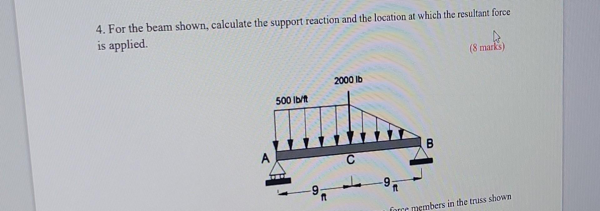 Solved 4. For the beam shown, calculate the support reaction | Chegg.com
