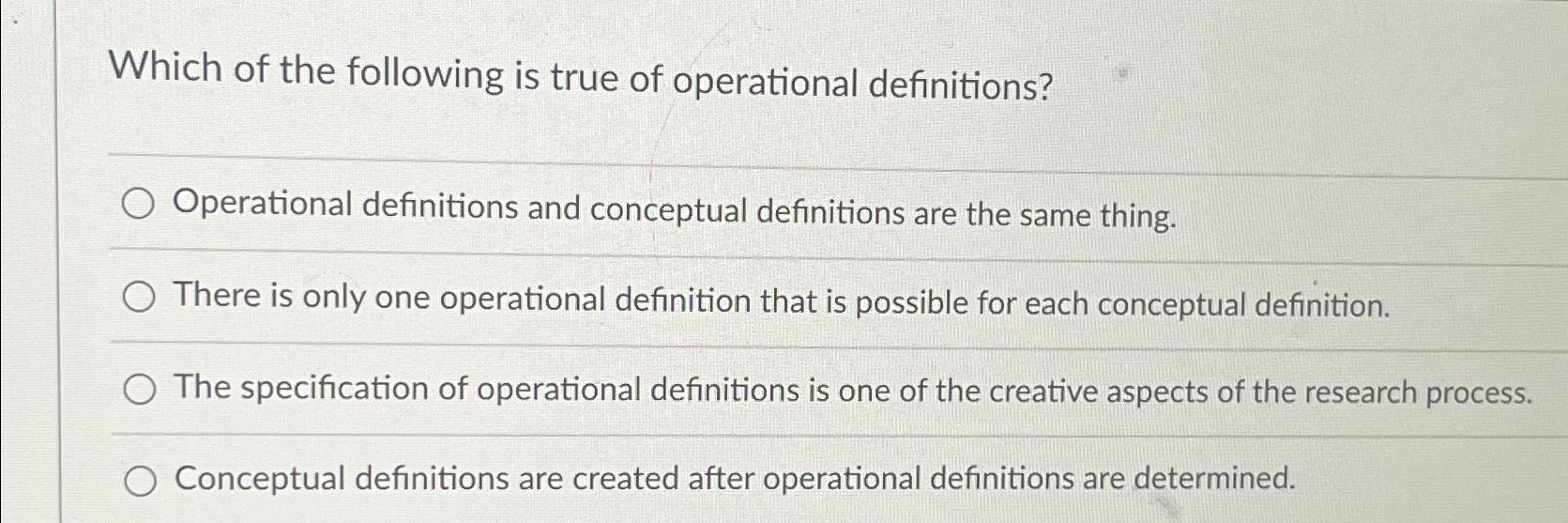 Solved Which of the following is true of operational | Chegg.com
