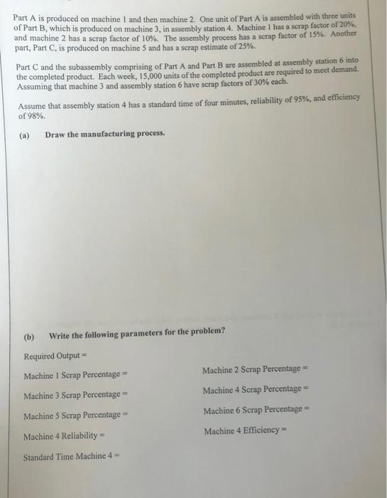 Solved Part A is produced on machine 1 and then machine 2. | Chegg.com