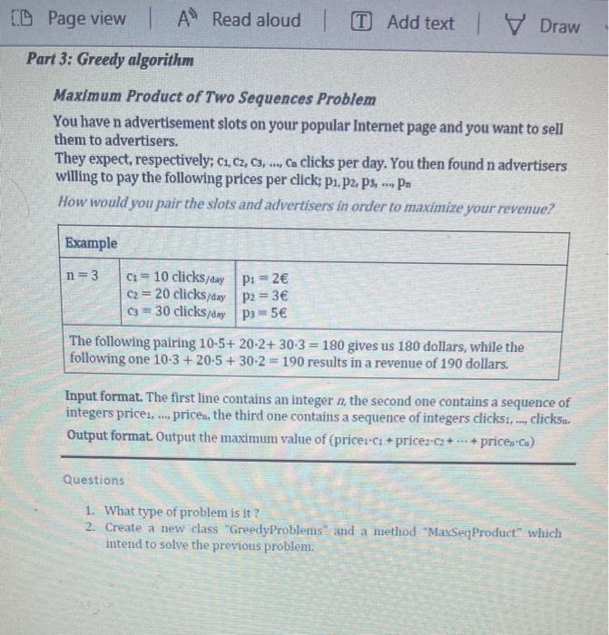Solved Maximum Product of Two Sequences Problem You have n | Chegg.com