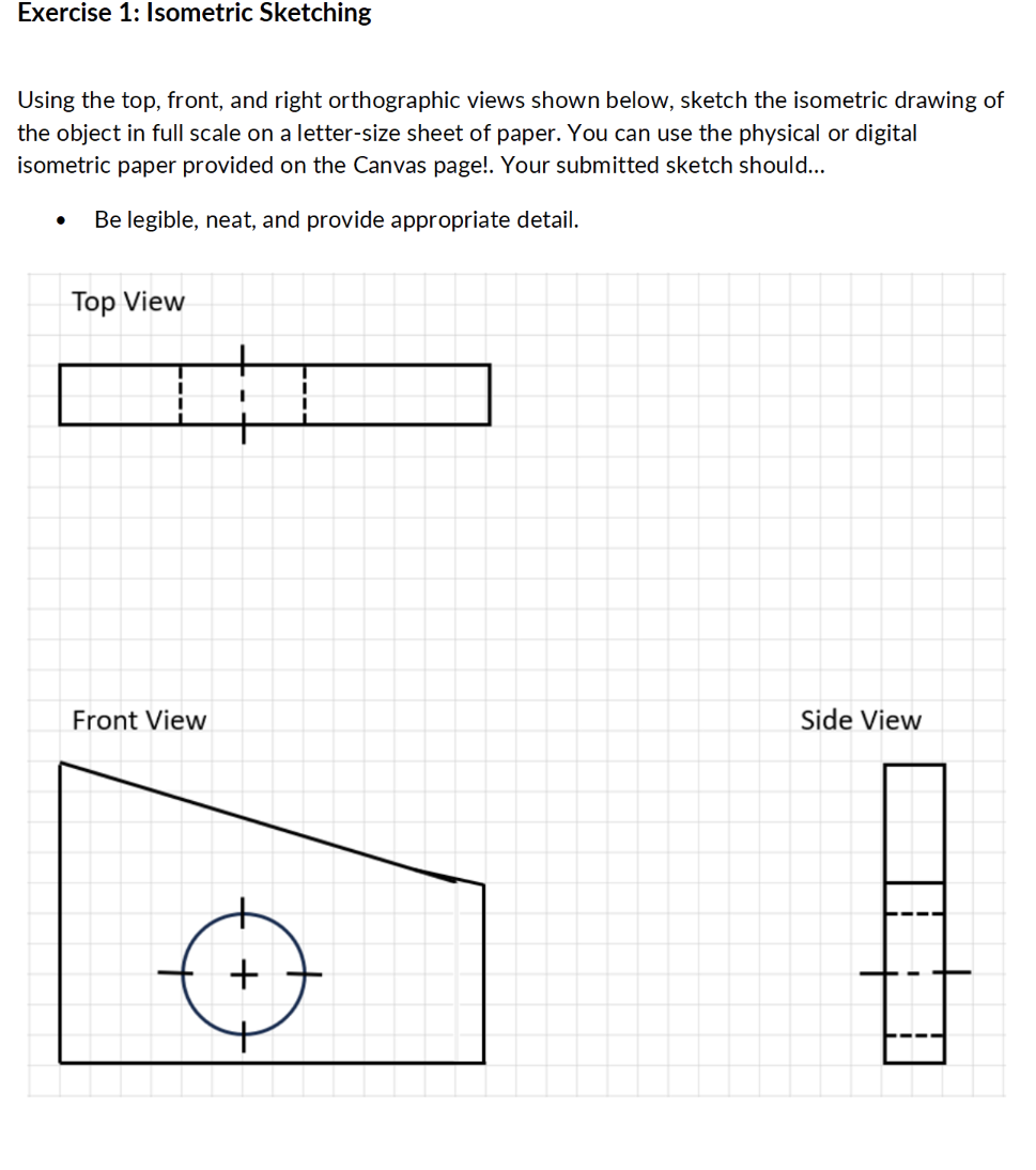 Exercise 1: Isometric SketchingUsing the top, front, | Chegg.com