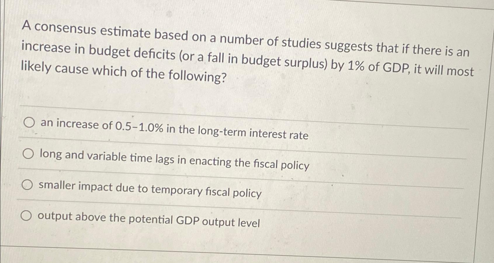 Solved A consensus estimate based on a number of studies | Chegg.com