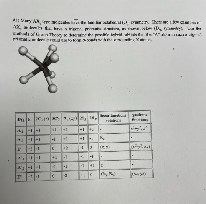 Solved #3) Many AX, type molecules have the familiar | Chegg.com