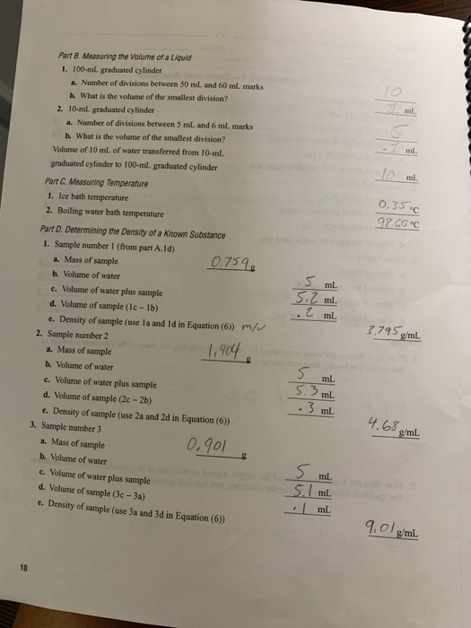 Solved 10 I mi Part B. Measuring the volume of a Liquid 1. | Chegg.com