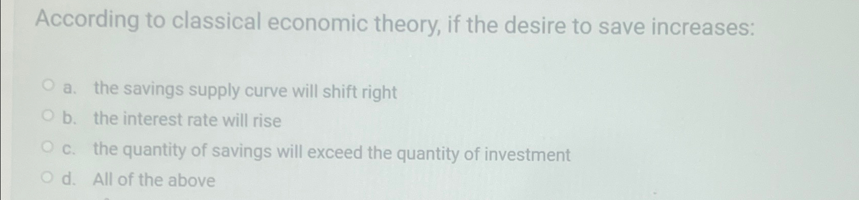 Solved According to classical economic theory, if the desire | Chegg.com