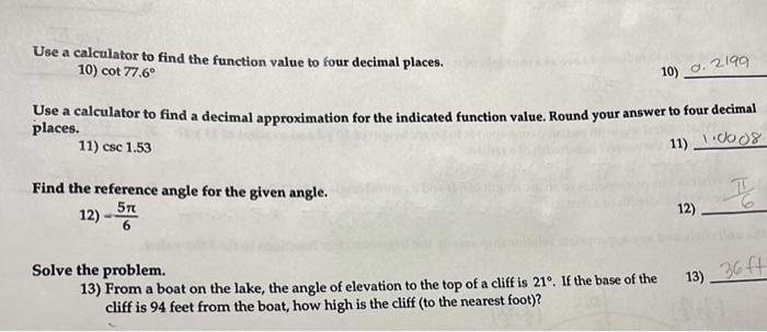Solved Use a calculator to find the function value to four | Chegg.com