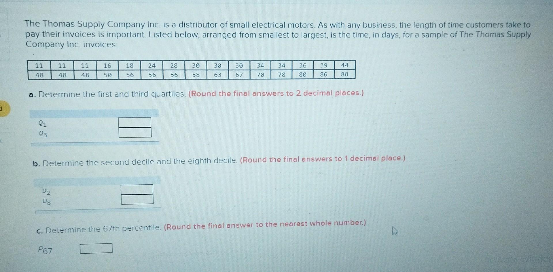Solved The Thomas Supply Company Inc. is a distributor of | Chegg.com