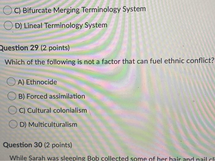 Solved C) Bifurcate Merging Terminology System D) Lineal | Chegg.com