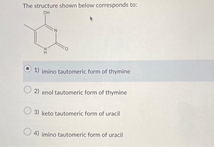 Solved The structure shown below corresponds to: 1) imino | Chegg.com