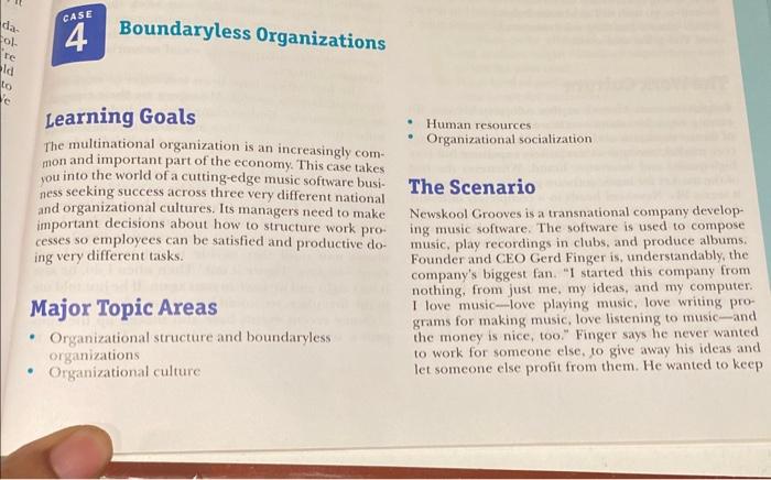 Solved CASE Boundaryless Organizations Learning Goals - | Chegg.com