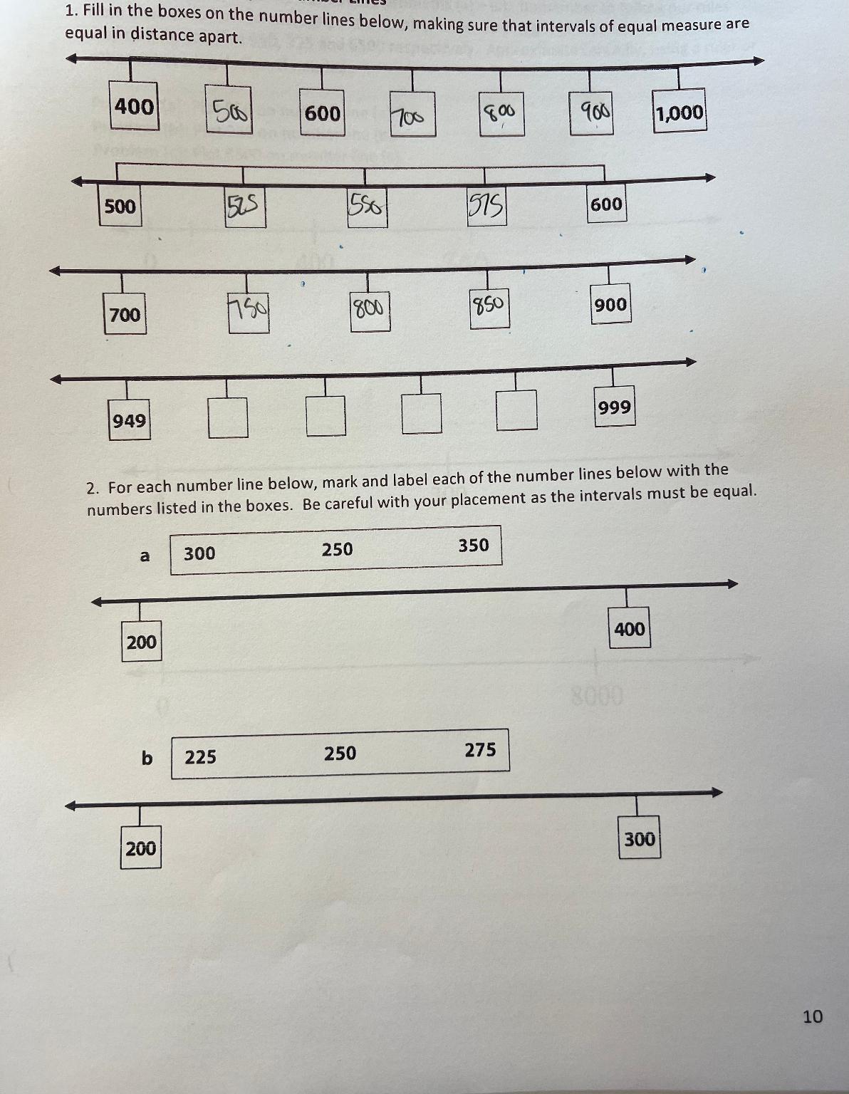 Solved Fill in the boxes on the number lines below, making | Chegg.com