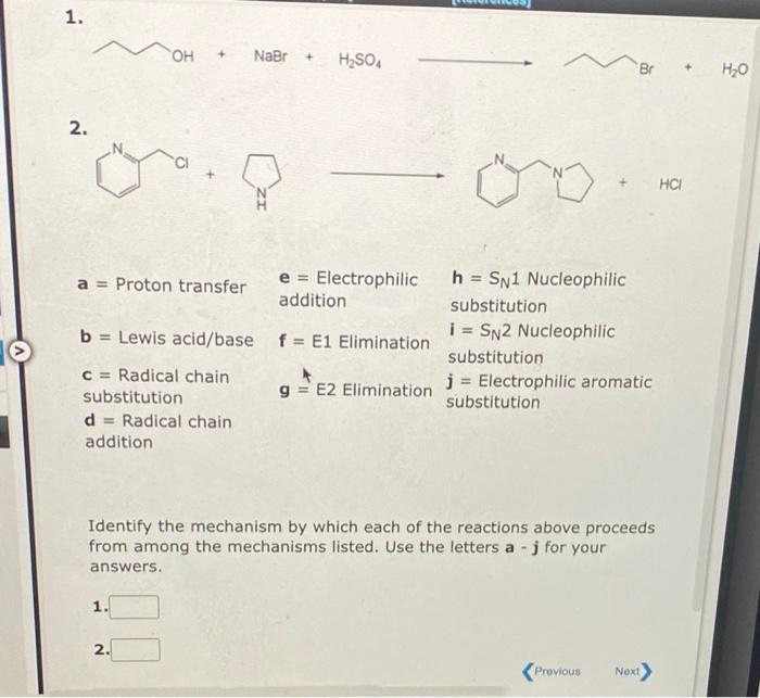 Solved 2. a= Proton transfer b= Lewis acid/base l= Radical | Chegg.com