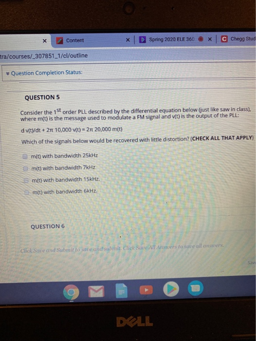 QUESTIONS Consider the 1st order PLL described by the | Chegg.com