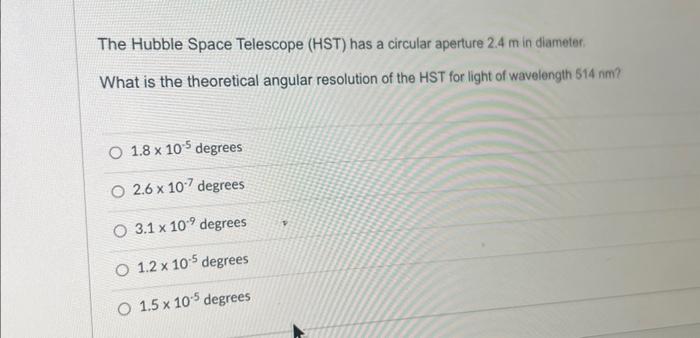 Solved The Hubble Space Telescope (HST) has a circular | Chegg.com