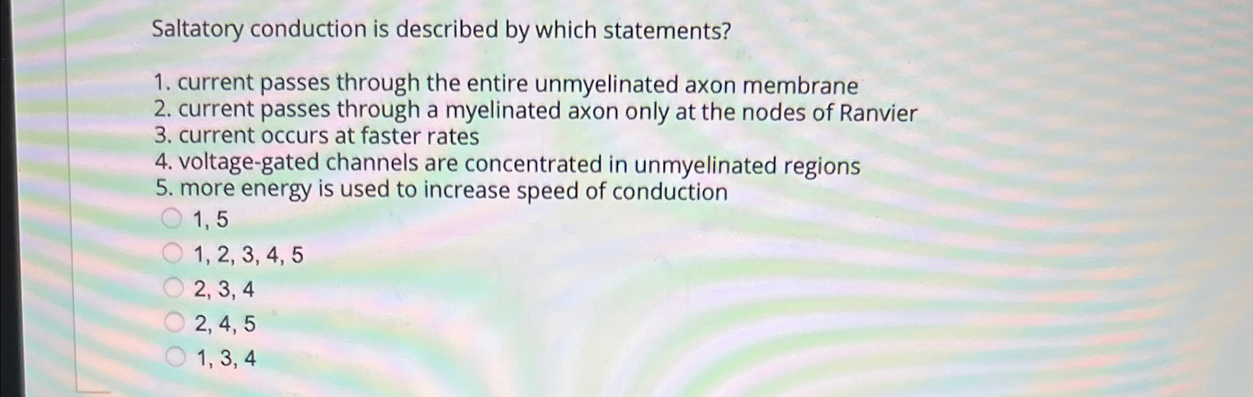 Solved Saltatory conduction is described by which | Chegg.com