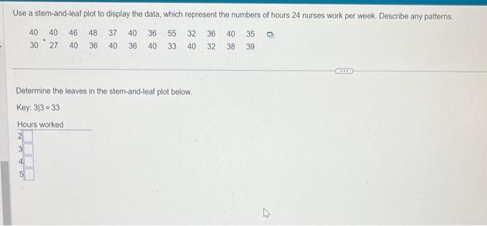 Solved Determine the leaves in the stem-and-leaf plot below. | Chegg.com