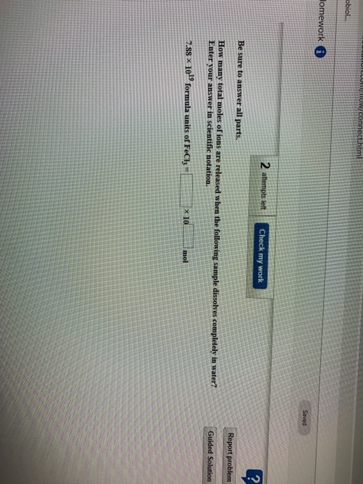 Solved obiol. Homework Saved 2 attempts left Check my work | Chegg.com