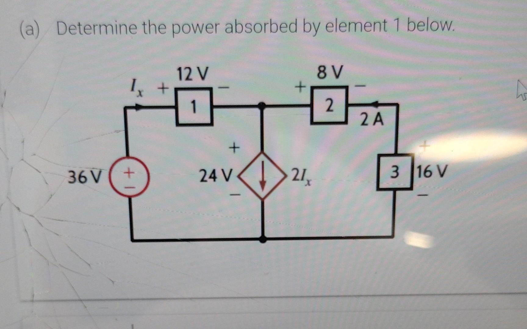 Solved a) Determine the power absorbed by element 1 below. | Chegg.com