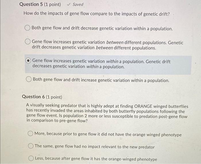 Question 5 (1 point) Saved How do the impacts of gene | Chegg.com