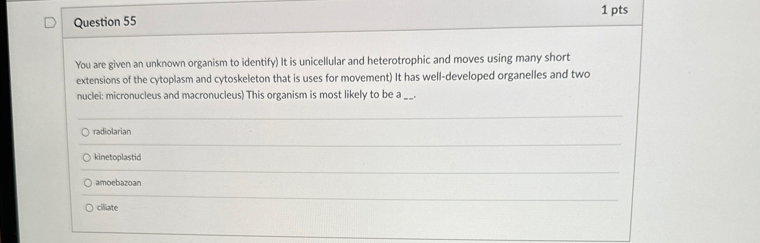 Solved Question 551 ﻿ptsYou are given an unknown organism to | Chegg.com
