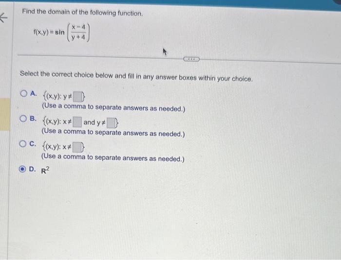 Solved Find the domain of the following function. | Chegg.com