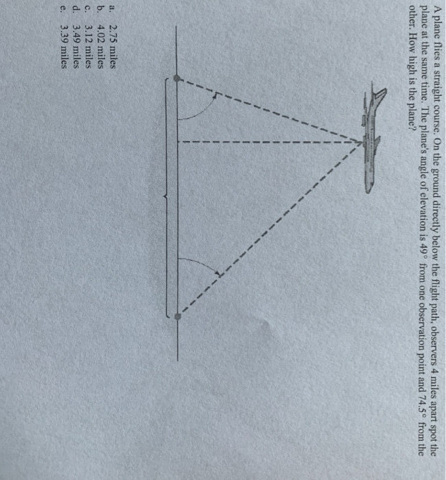 Solved A plane flies a straight course. On the ground | Chegg.com