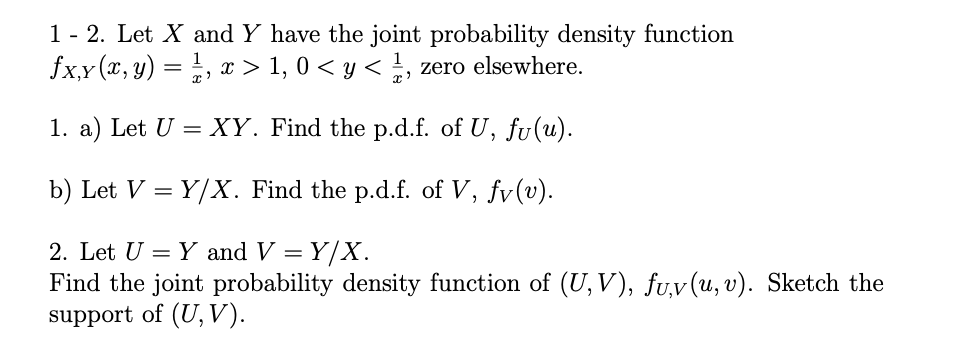 Solved 1 - 2. ﻿Let x ﻿and Y ﻿have the joint probability | Chegg.com