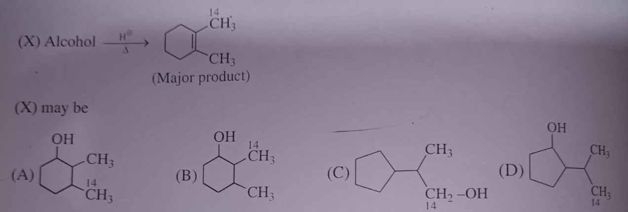 Solved (X) ﻿Alcohol(X) ﻿may be(B)(C)(D) | Chegg.com