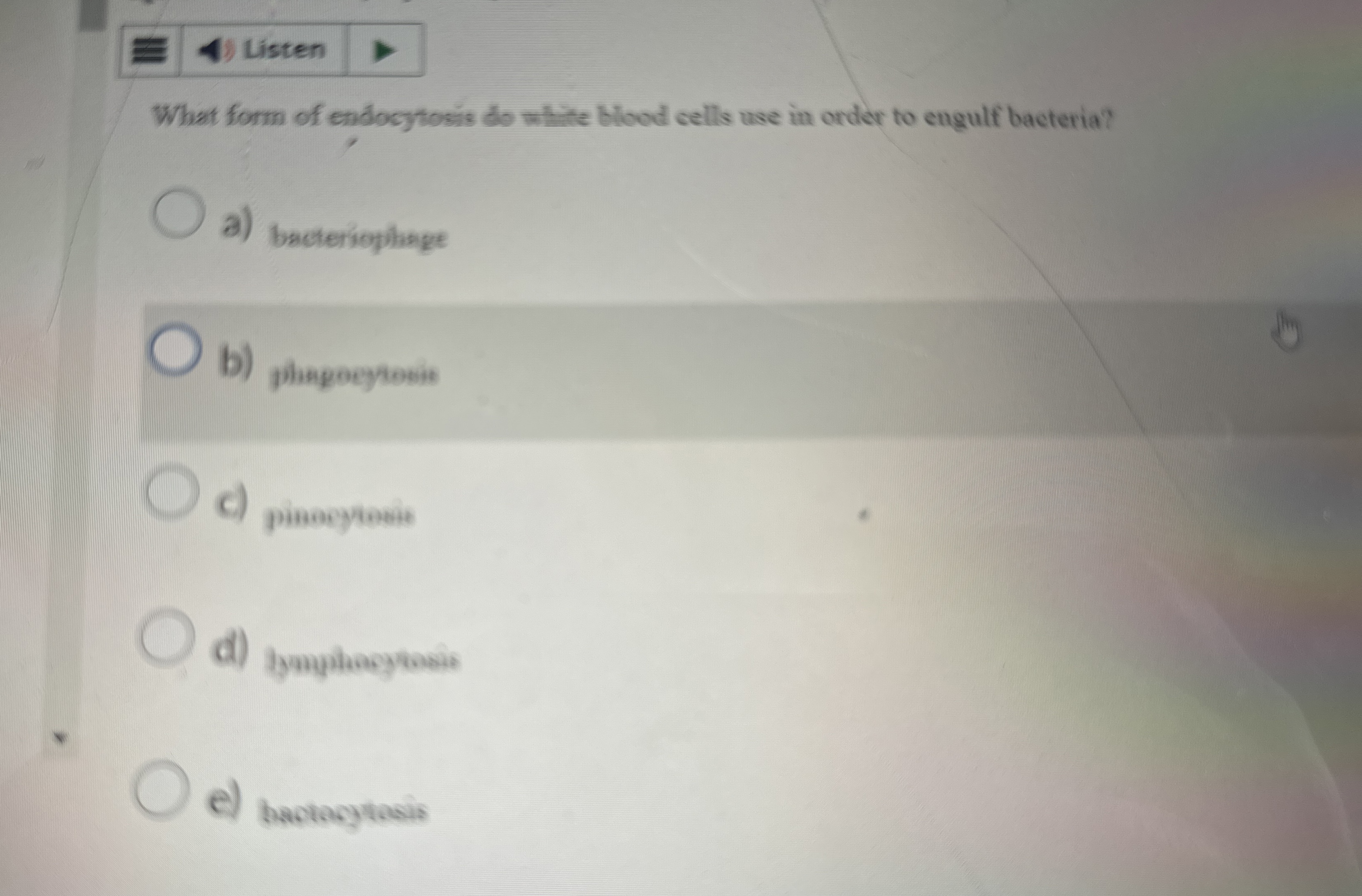 Solved What form of endocytosis do wlite blood cells use in | Chegg.com