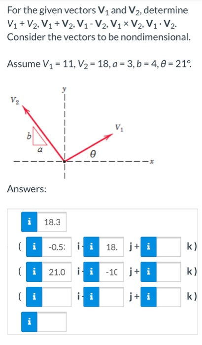 Solved For the given vectors V1 and V2, determine V1 + V2, | Chegg.com
