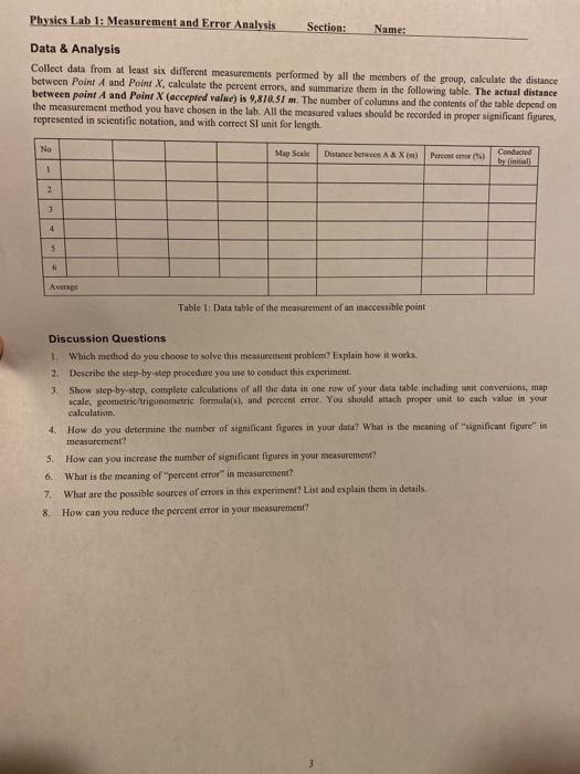 Physics Lab 1 Measurement And Error Analysis