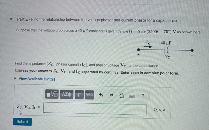 Solved Part E - Find the relationship between the voltage | Chegg.com