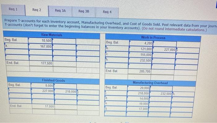 Solved prepare T-accounts for each inventory account, | Chegg.com